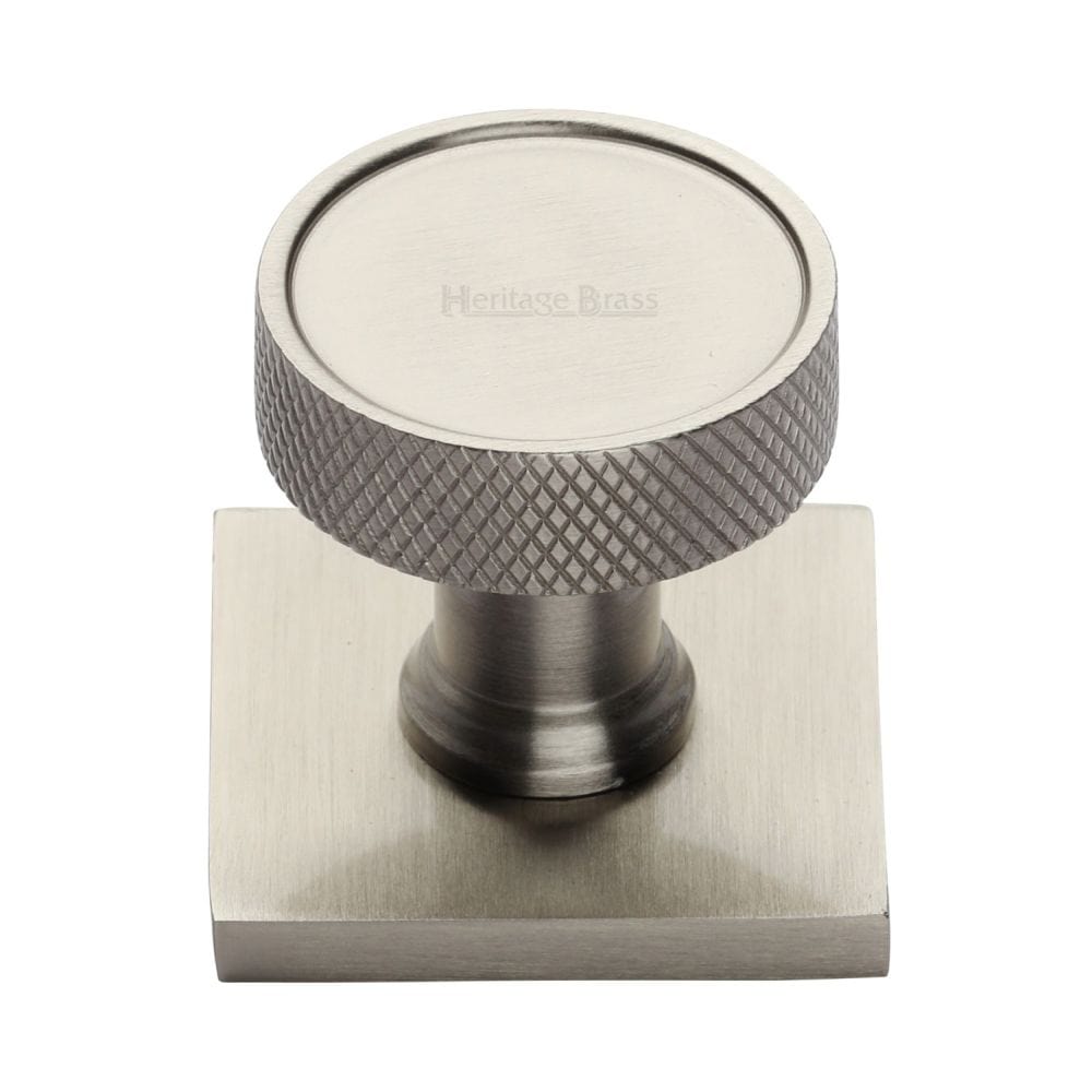Heritage Brass - Cabinet Knob Florence Knurled Design with Square Backplate 32mm | Sku. sq4648 ...