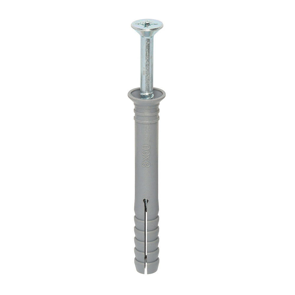 Timco - Nylon Hammer Fixing - PZ - Zinc 8.0 x 60mm - (100 PCS Box) 80060HF