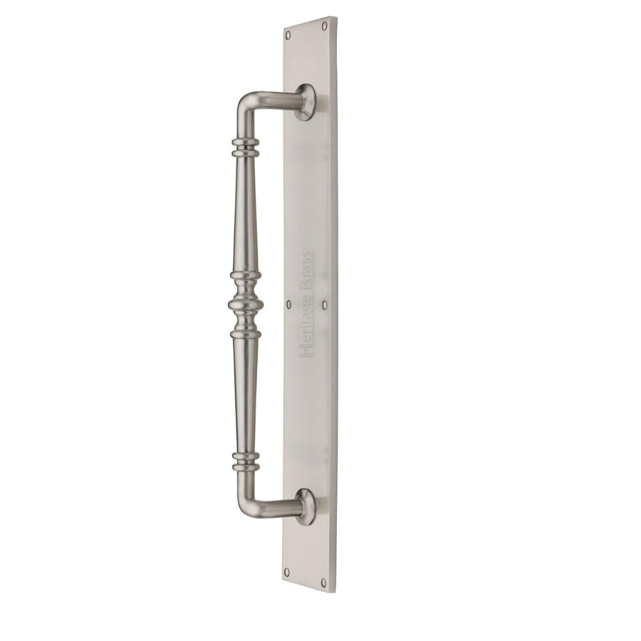 Heritage Brass - Door Pull Handle on Plate Avon Design Satin Nickel ...