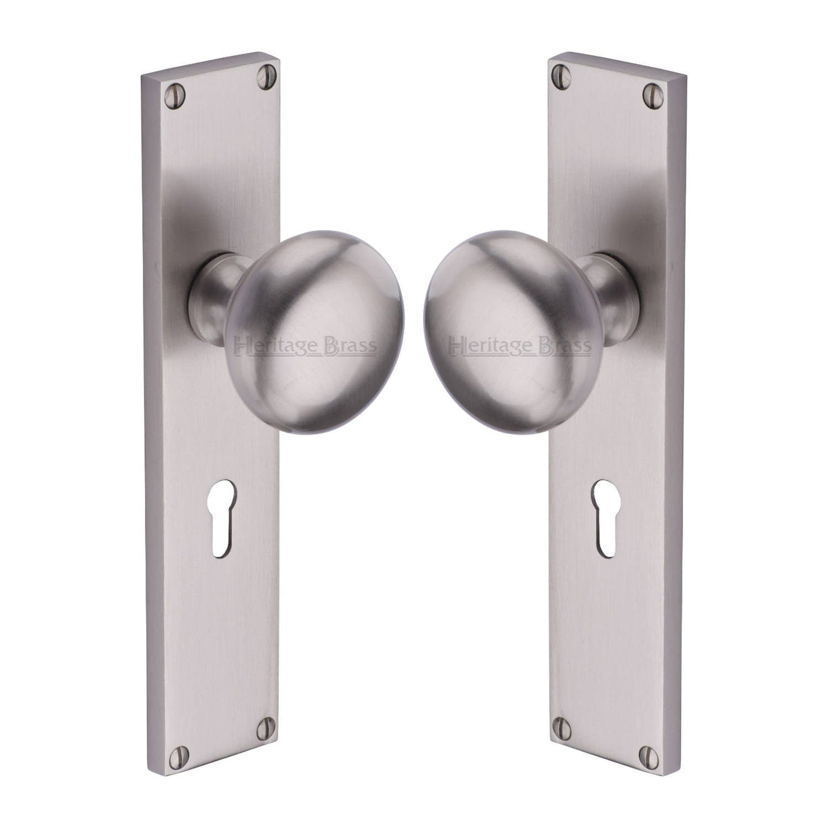Heritage Brass Mortice Knob on Lock Plate Victoria Design Satin Nickel ...