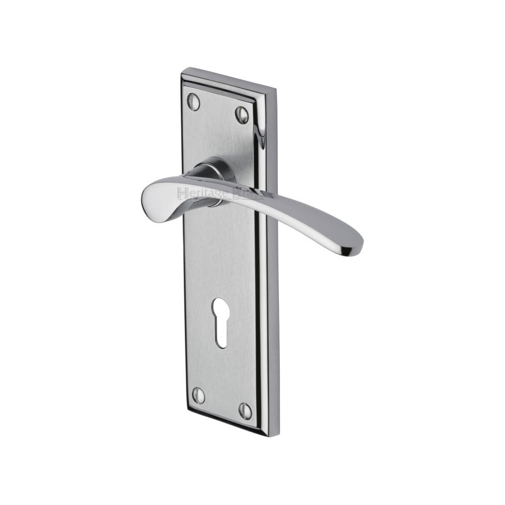 Heritage Brass - Door Handle Lever Lock Hilton Design Apollo Finish ...