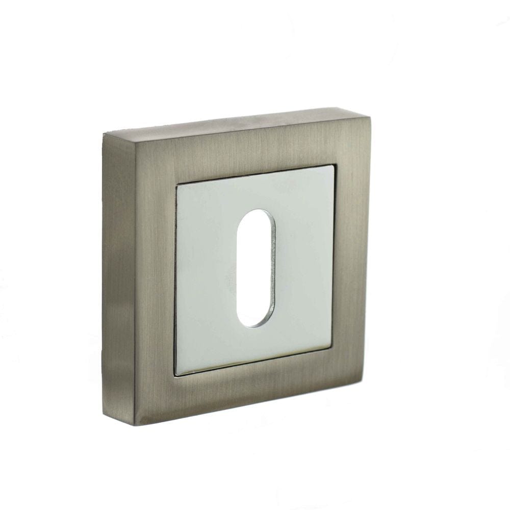 STATUS Key Escutcheon on S4 Square Rose - Satin Nickel/Polished Chrome ...